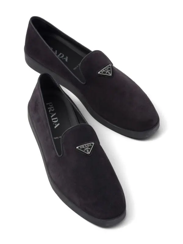 Prada Logo-plaque Suede Loafers