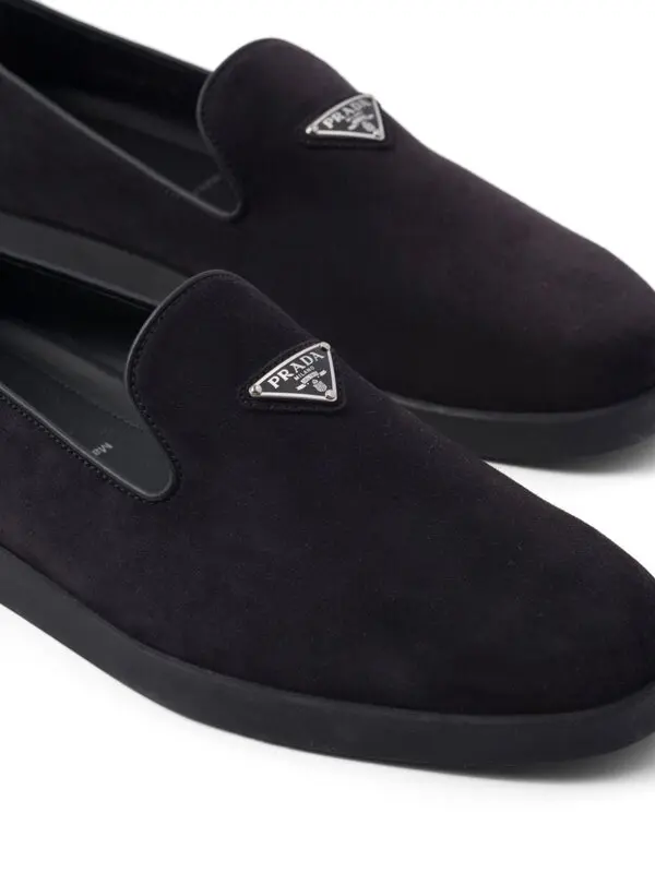 Prada Logo-plaque Suede Loafers