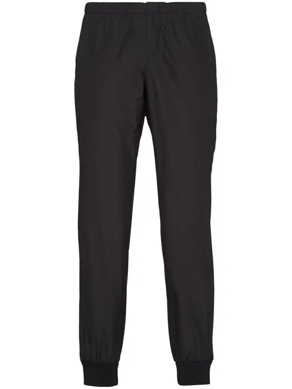 Prada Triangle-logo Silk-blend Track Pants - Black
