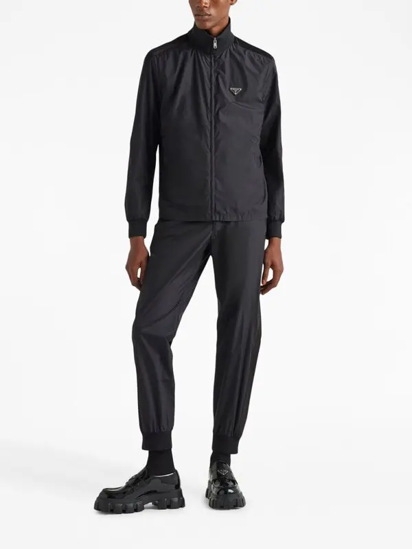 Prada Triangle-logo Silk-blend Track Pants - Black