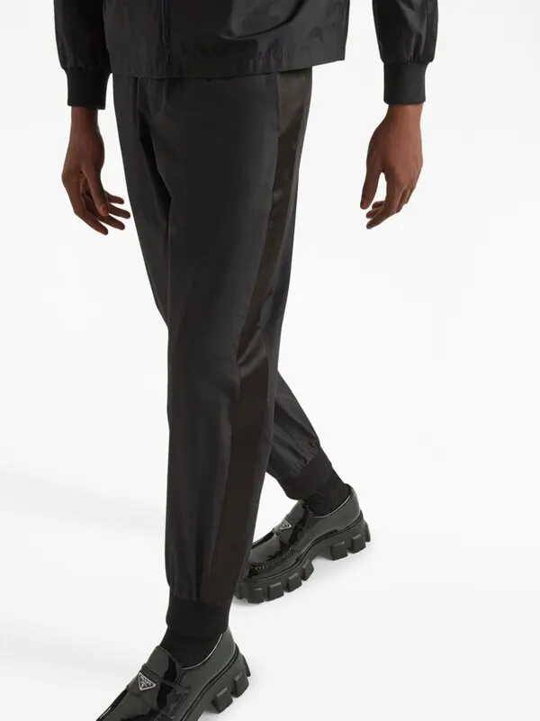 Prada Triangle-logo Silk-blend Track Pants - Black
