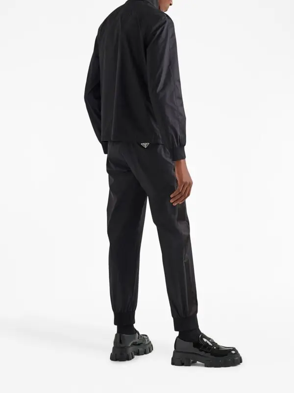 Prada Triangle-logo Silk-blend Track Pants - Black