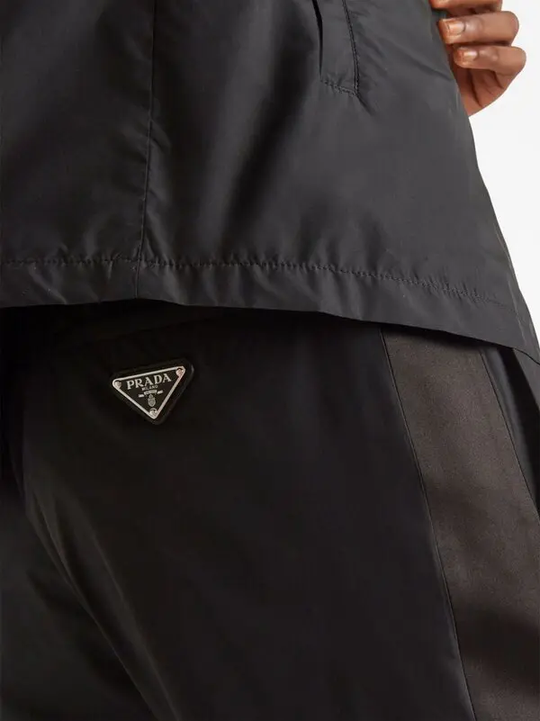 Prada Triangle-logo Silk-blend Track Pants - Black