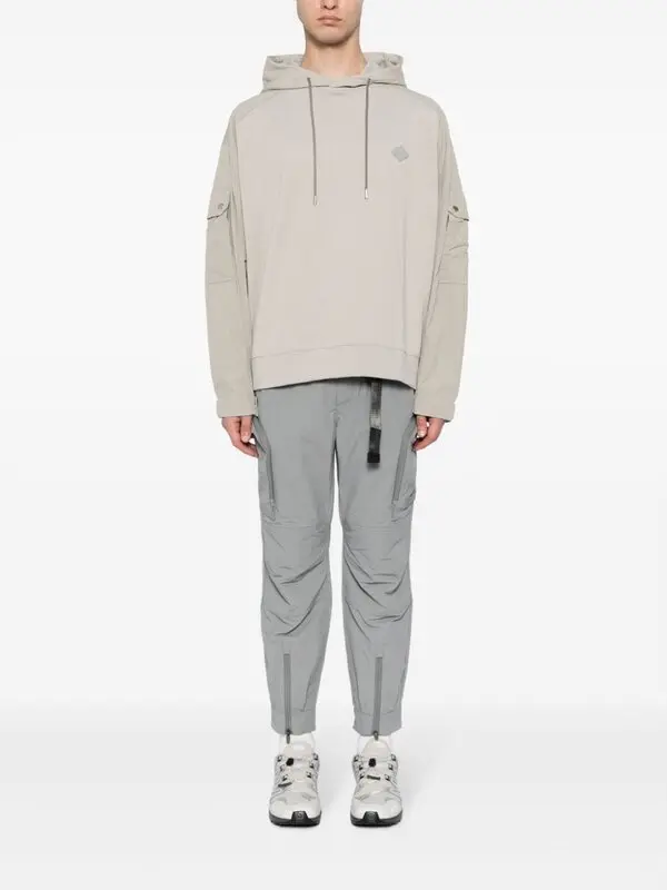SPOONYARD Logo-appliqué Panelled Hoodie - Neutrals