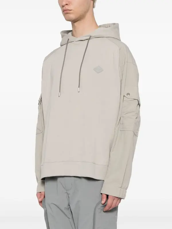 SPOONYARD Logo-appliqué Panelled Hoodie - Neutrals