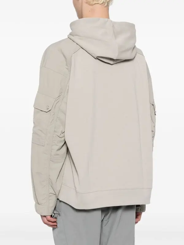 SPOONYARD Logo-appliqué Panelled Hoodie - Neutrals
