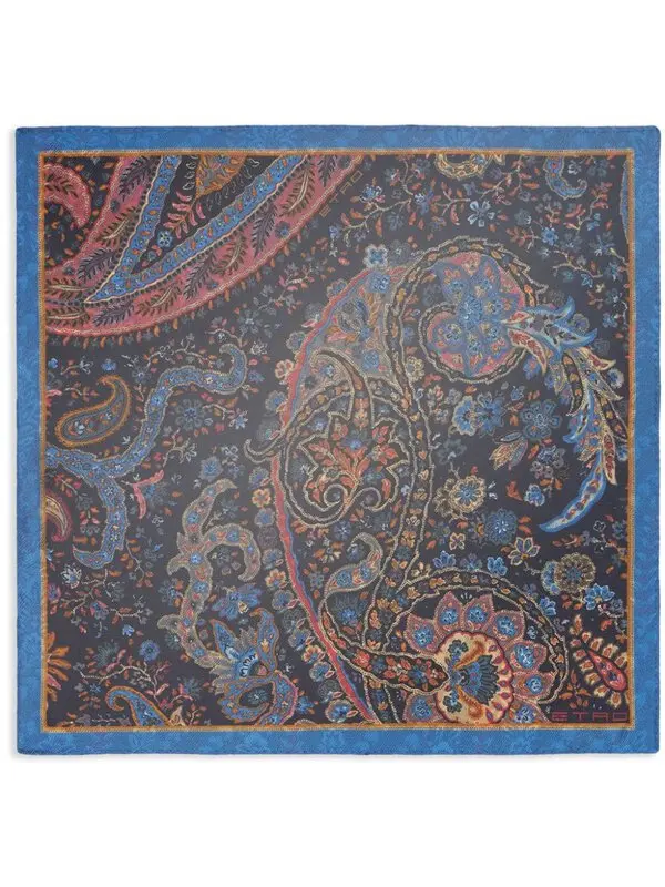 Etro Paisley-print Silk Pocket Scarf - Blue