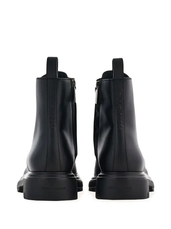 FERRAGAMO Leather Combat Boots - Black