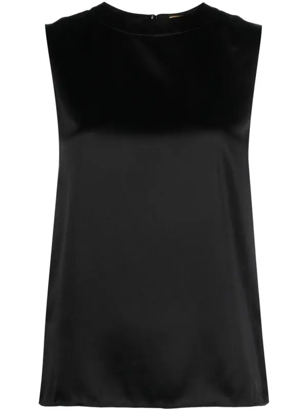 Saint Laurent Keyhole-detail Silk Tank Top - Black