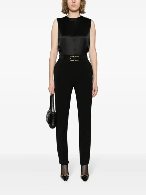 Saint Laurent Keyhole-detail Silk Tank Top - Black