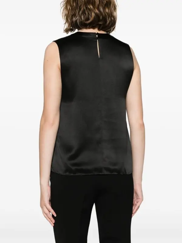 Saint Laurent Keyhole-detail Silk Tank Top - Black