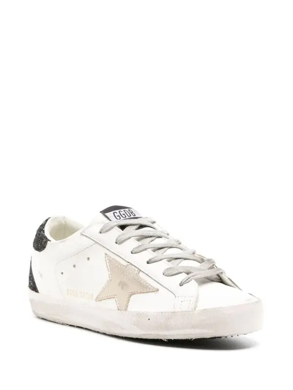 GOLDEN GOOSE Super-star Trainers With Gold Star And Black Glitter Heel Tab