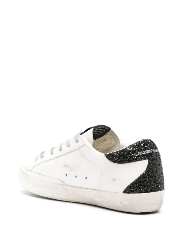 GOLDEN GOOSE Super-star Trainers With Gold Star And Black Glitter Heel Tab