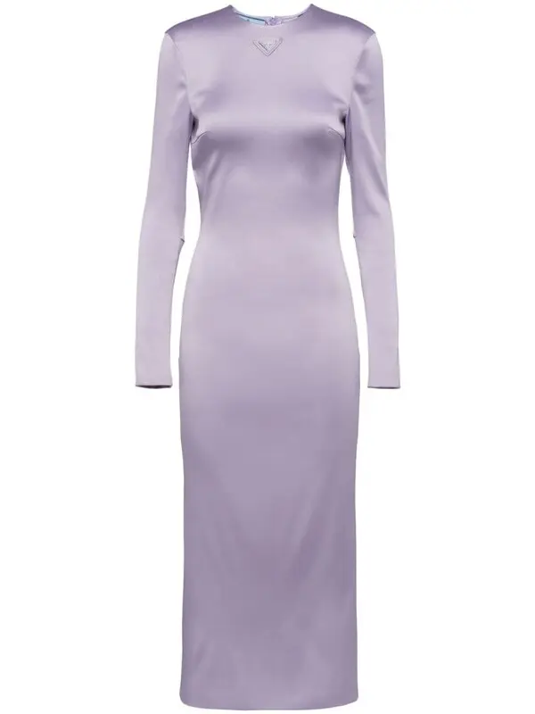 Prada Logo-plaque Satin Midi Dress
