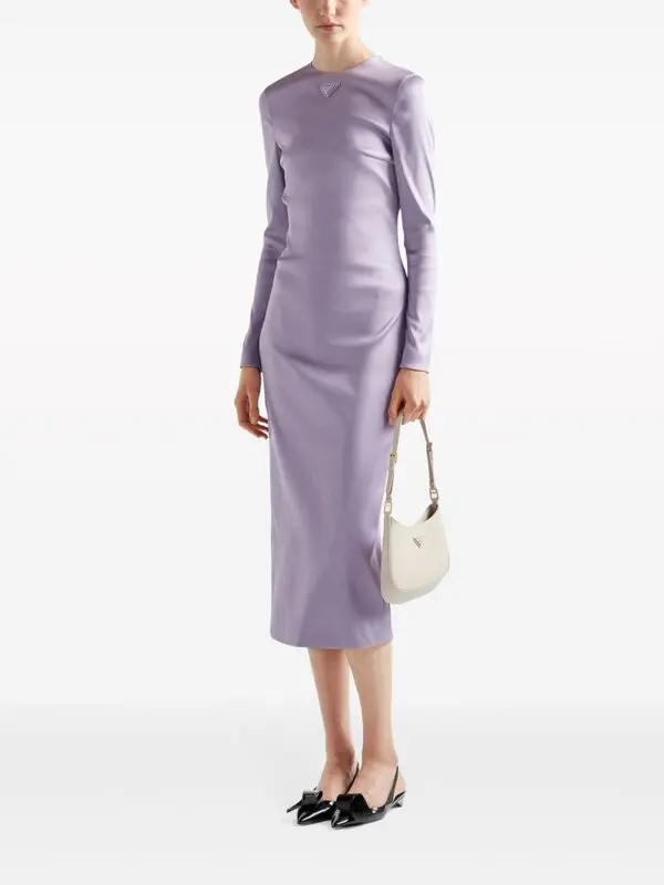 Prada Logo-plaque Satin Midi Dress