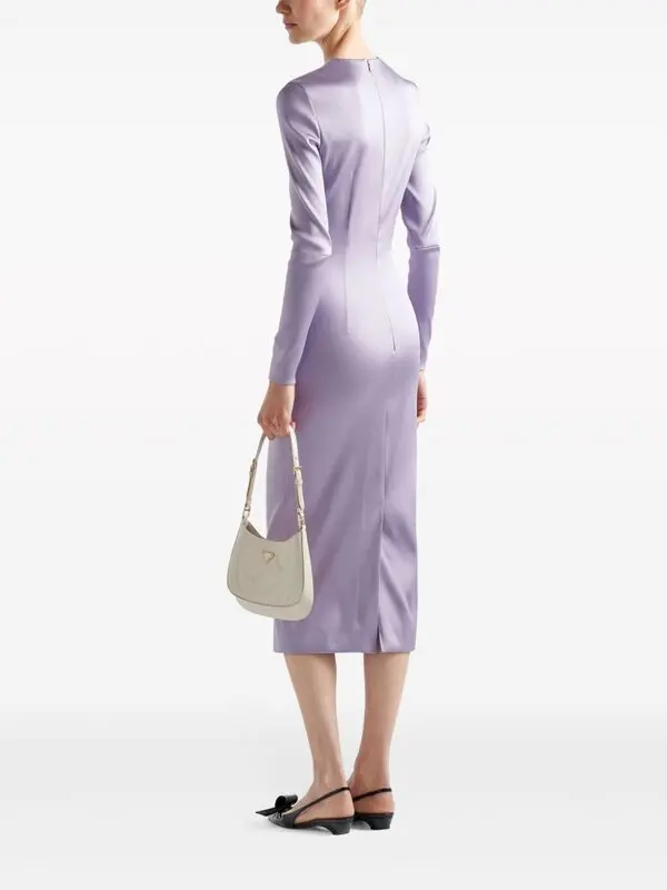 Prada Logo-plaque Satin Midi Dress