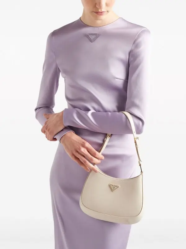 Prada Logo-plaque Satin Midi Dress