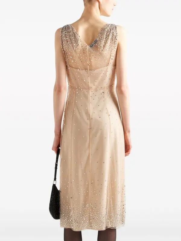 Prada Crystal-embellished Tulle Midi Dress