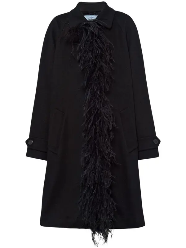 Prada Feather-trim Cashmere Coat