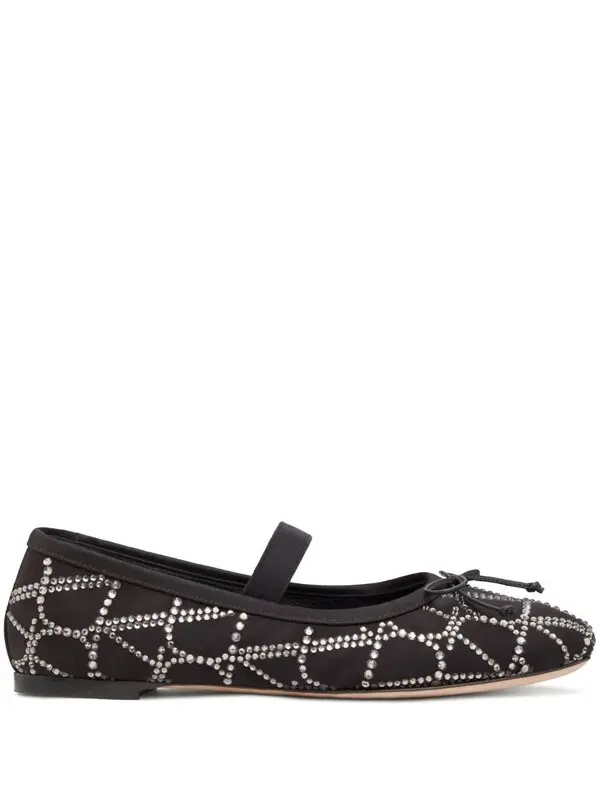 Valentino Garavani Toile Iconographe Embellished Ballerina Shoes - Black