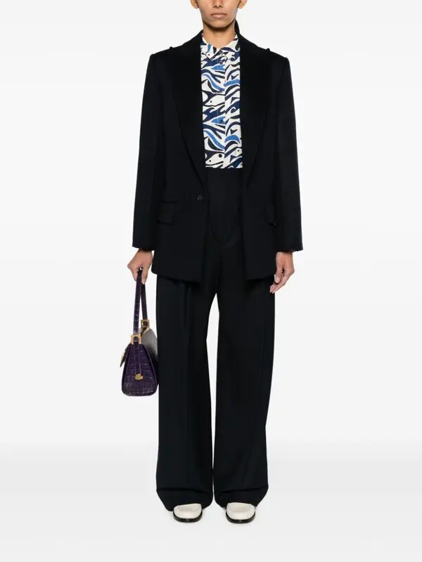 Victoria Beckham Pleat-detailing Wide-leg Trousers - Blue