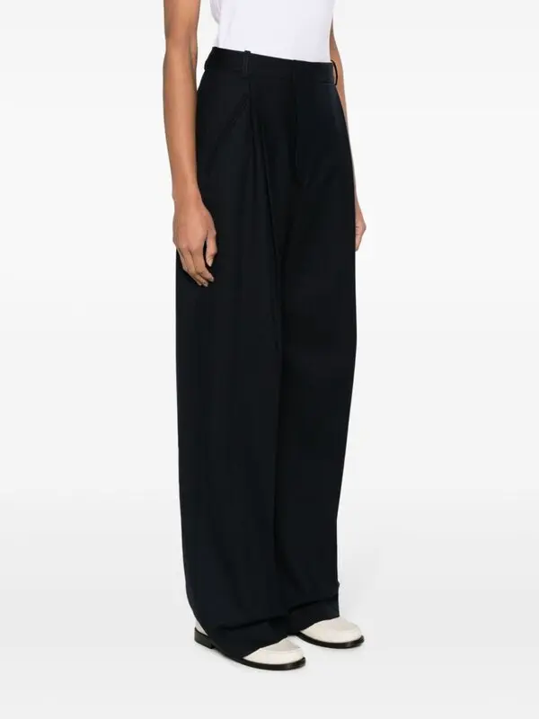 Victoria Beckham Pleat-detailing Wide-leg Trousers - Blue