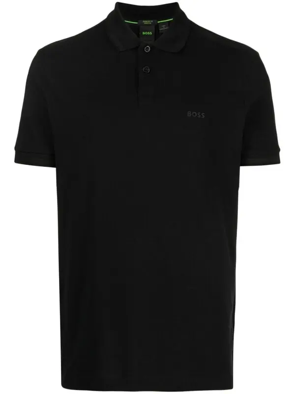 BOSS Logo-embroidered Cotton Polo Shirt - Black