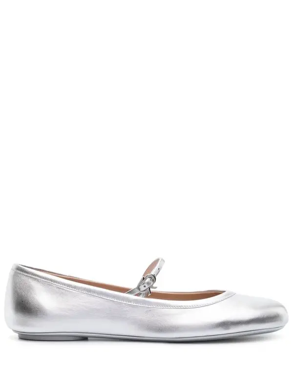 GIANVITO ROSSI Carla Ballerina Flats - Silver