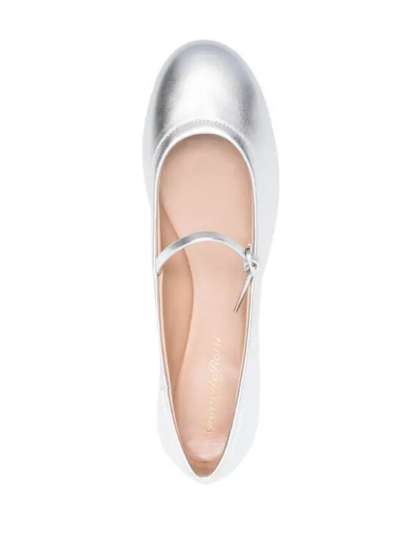 GIANVITO ROSSI Carla Ballerina Flats - Silver
