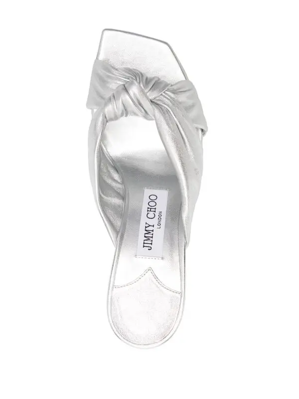 JIMMY CHOO 85mm Avenue Metallic Leather Sandals - Silver