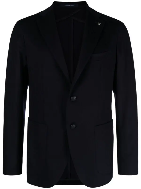 Tagliatore Single-breasted Wool Blend Blazer - Blue