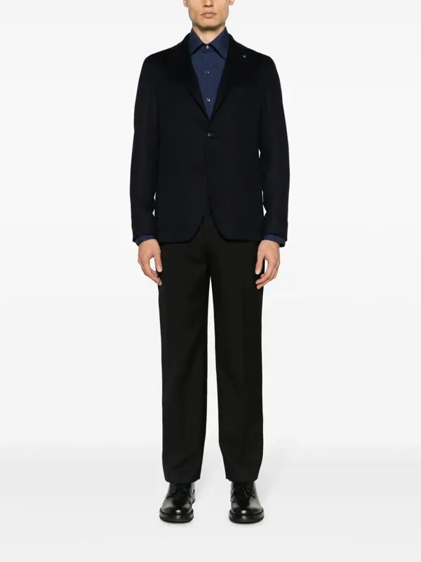 Tagliatore Single-breasted Wool Blend Blazer - Blue