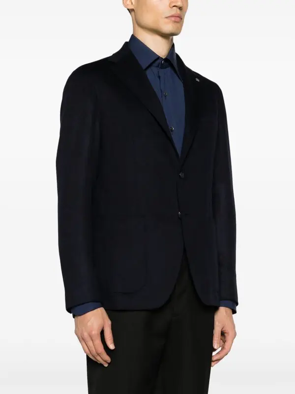 Tagliatore Single-breasted Wool Blend Blazer - Blue