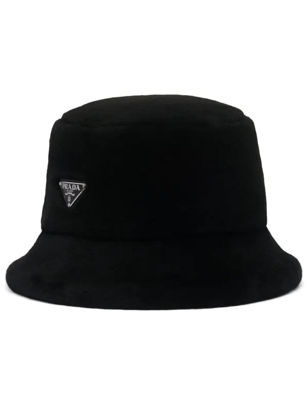 Prada Shearling Bucket Hat - Black