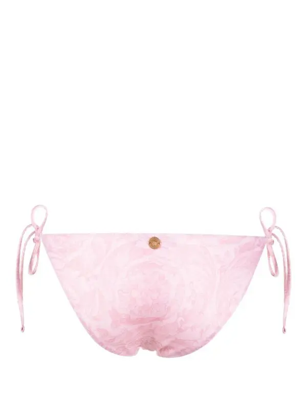 Versace Barocco-print Bikini Bottom - Pink