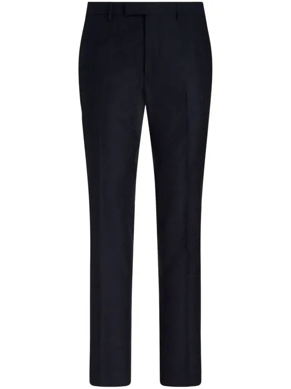 Etro Jacquard Tapered-leg Trousers - Black