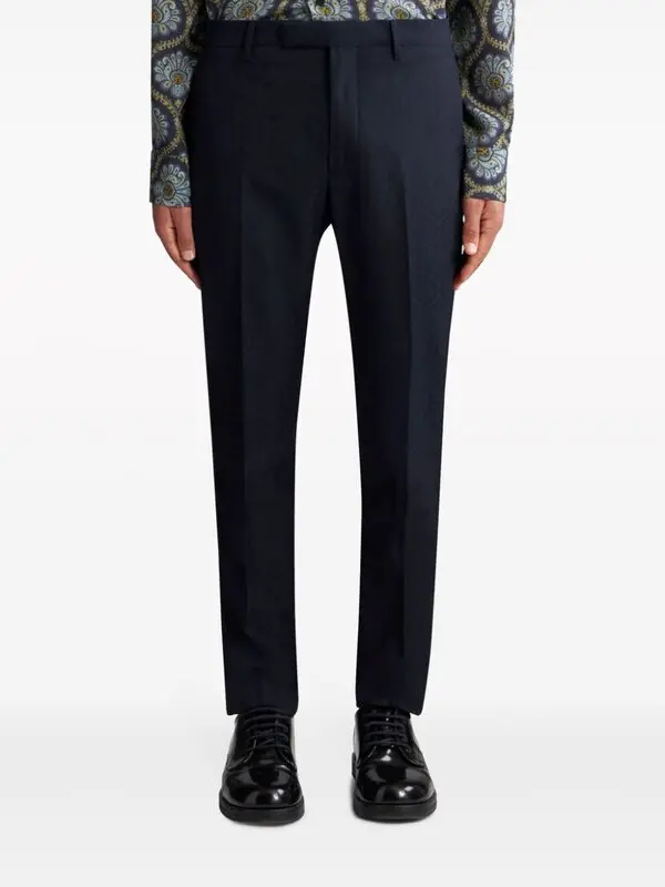 Etro Jacquard Tapered-leg Trousers - Black