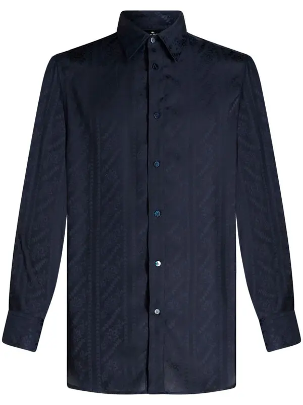 Etro Jacquard Silk Shirt - Blue