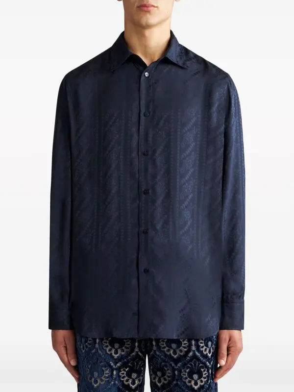 Etro Jacquard Silk Shirt - Blue