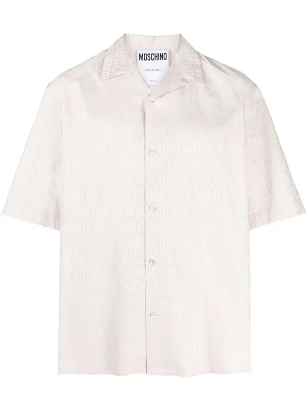 Moschino Logo-jacquard Cotton Shirt - Neutrals
