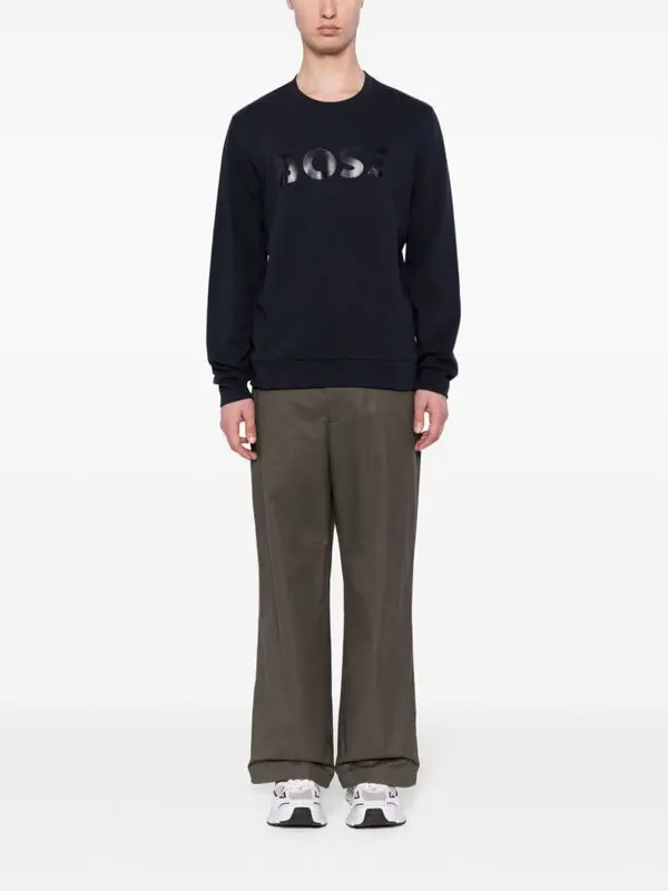 BOSS Salbo Mirror Cotton Sweatshirt - Blue