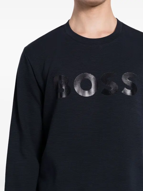 BOSS Salbo Mirror Cotton Sweatshirt - Blue