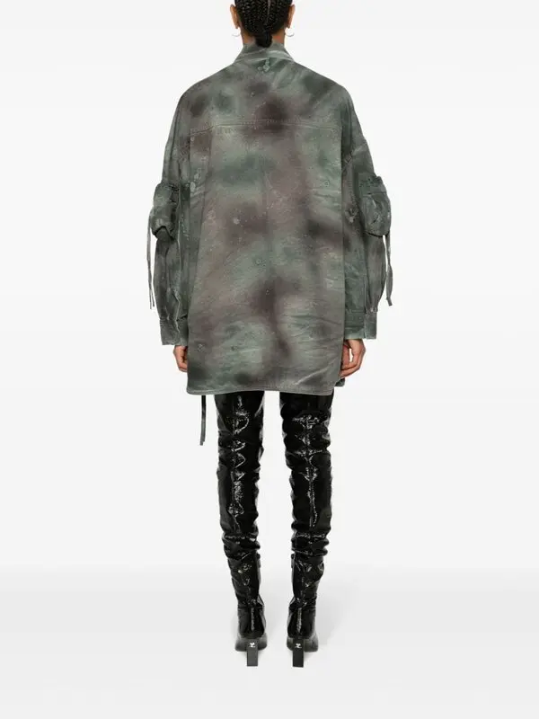 Attico Fern Distressed Denim Jacket - Green