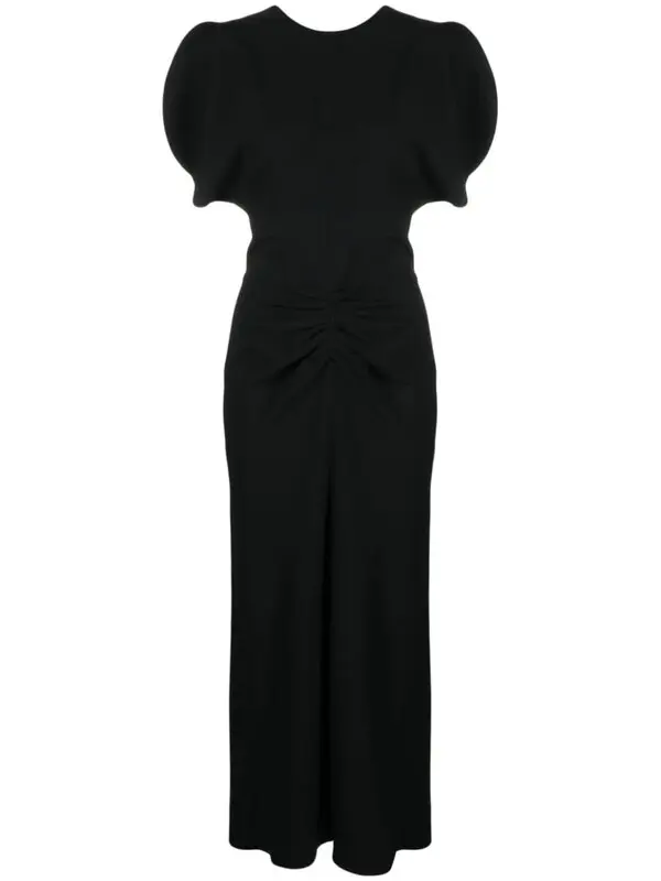Victoria Beckham Ruched-waist Crepe Midi Dress - Black