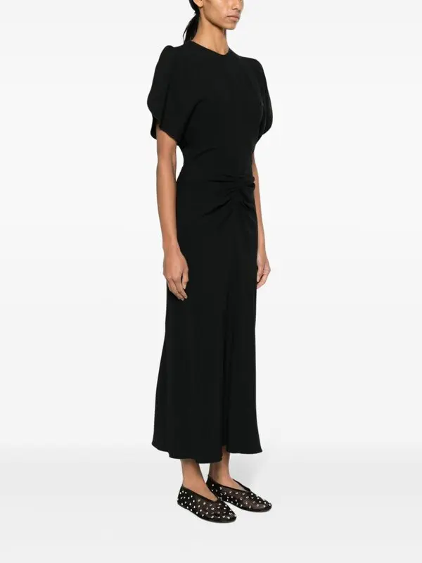 Victoria Beckham Ruched-waist Crepe Midi Dress - Black