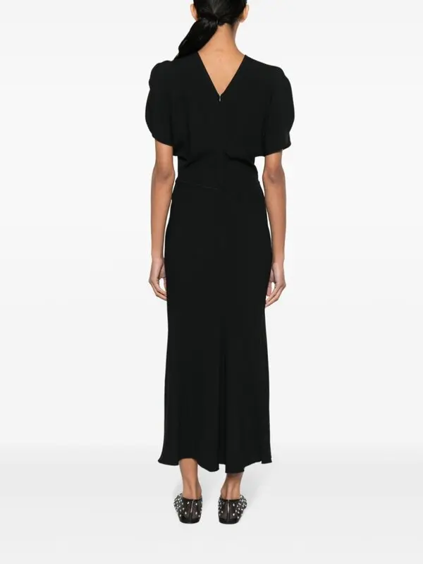 Victoria Beckham Ruched-waist Crepe Midi Dress - Black