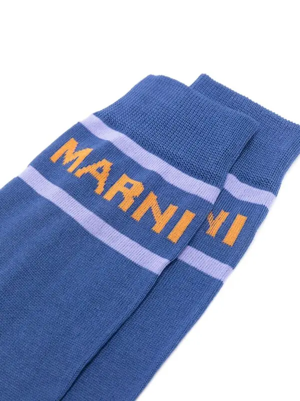 Marni Logo Intarsia Fine-ribbed Socks