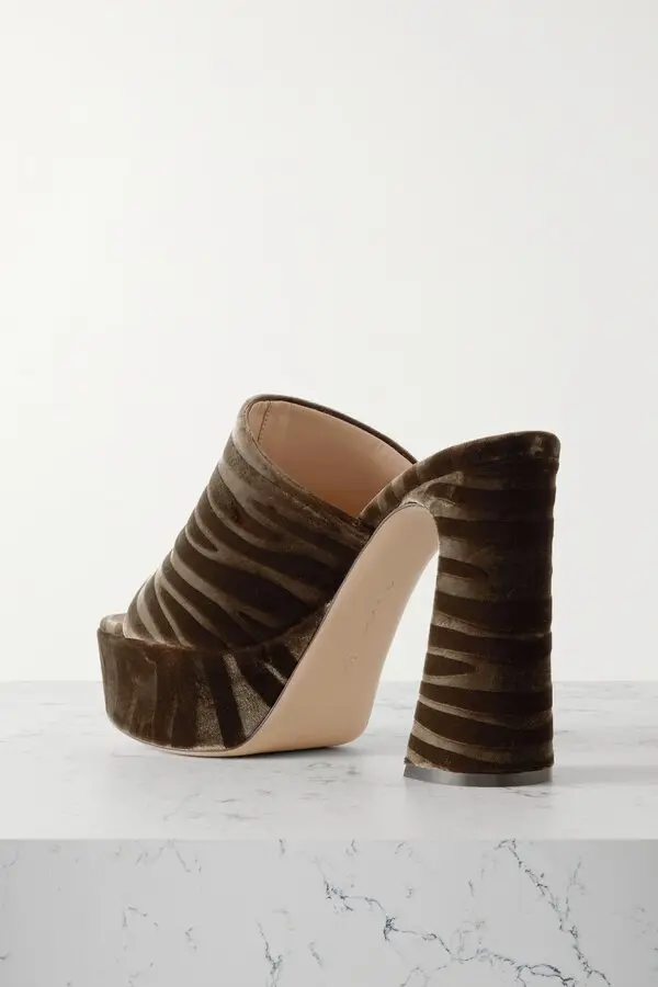 GIANVITO ROSSI Holly 120 Zebra-print Platform Mules - Neutrals