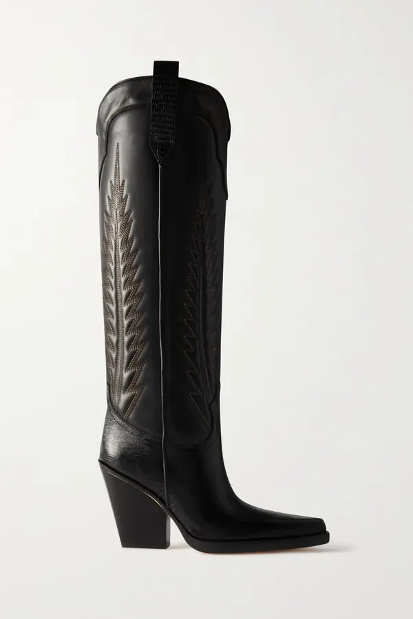paris texas - El Dorado Embroidered Snake-Effect Leather Cowboy Boots