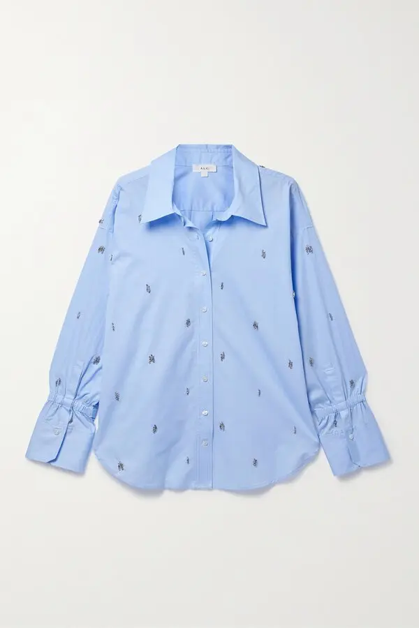 A.L.C. Monica Crystal-embellished Cotton-twill Shirt